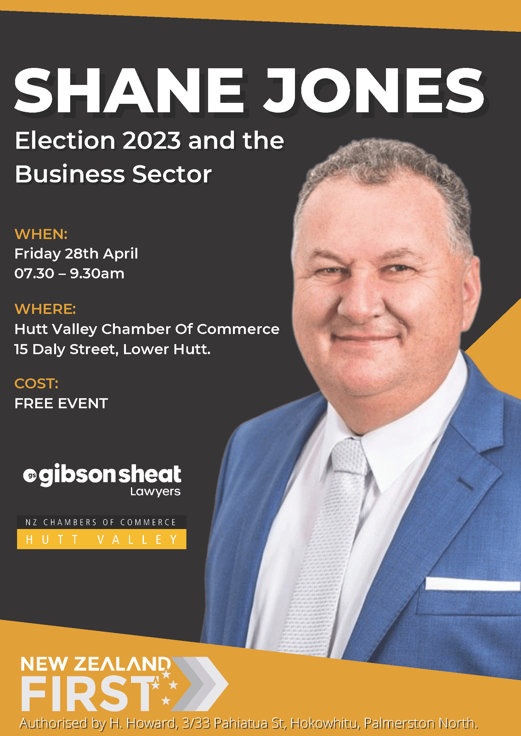 Political Series - Hon Shane Jones, on behalf of New Zealand First | Hutt Valley Chamber of ...